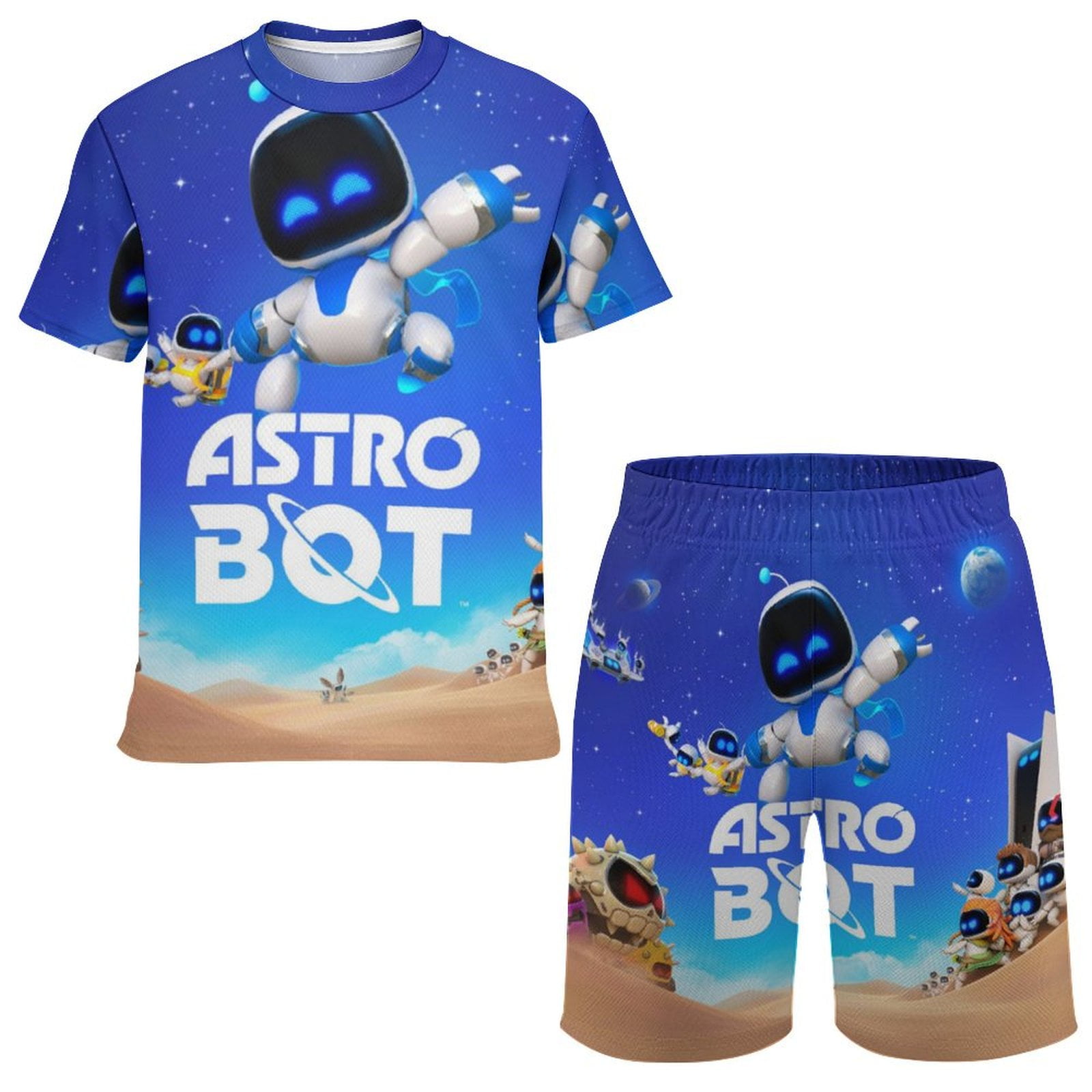 Astro Bot Boys Short Sleeve Mesh T-Shirt And Shorts Outfit Set Summer ...