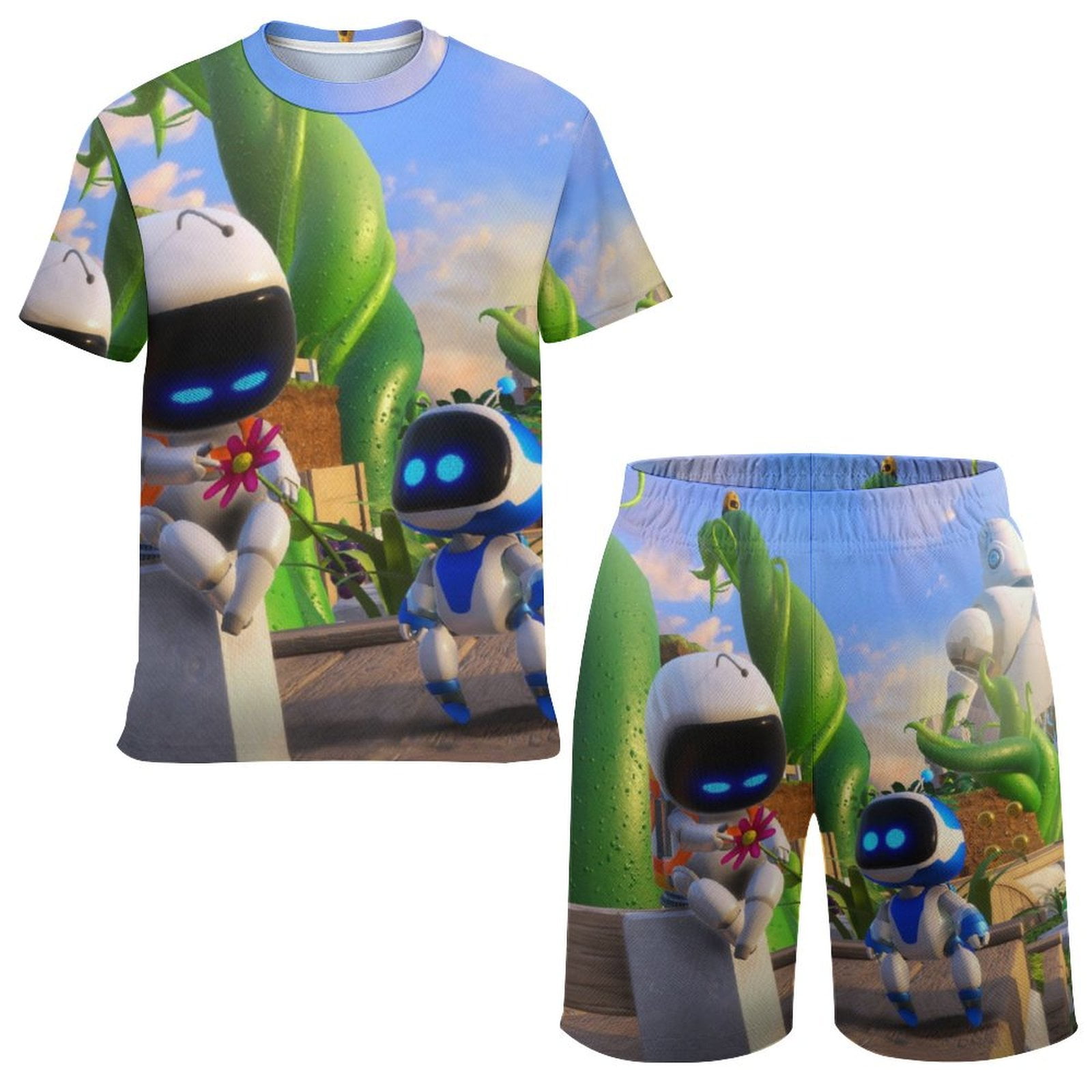 Astro Bot Boys Short Sleeve Mesh T-Shirt And Shorts Outfit Set Summer ...