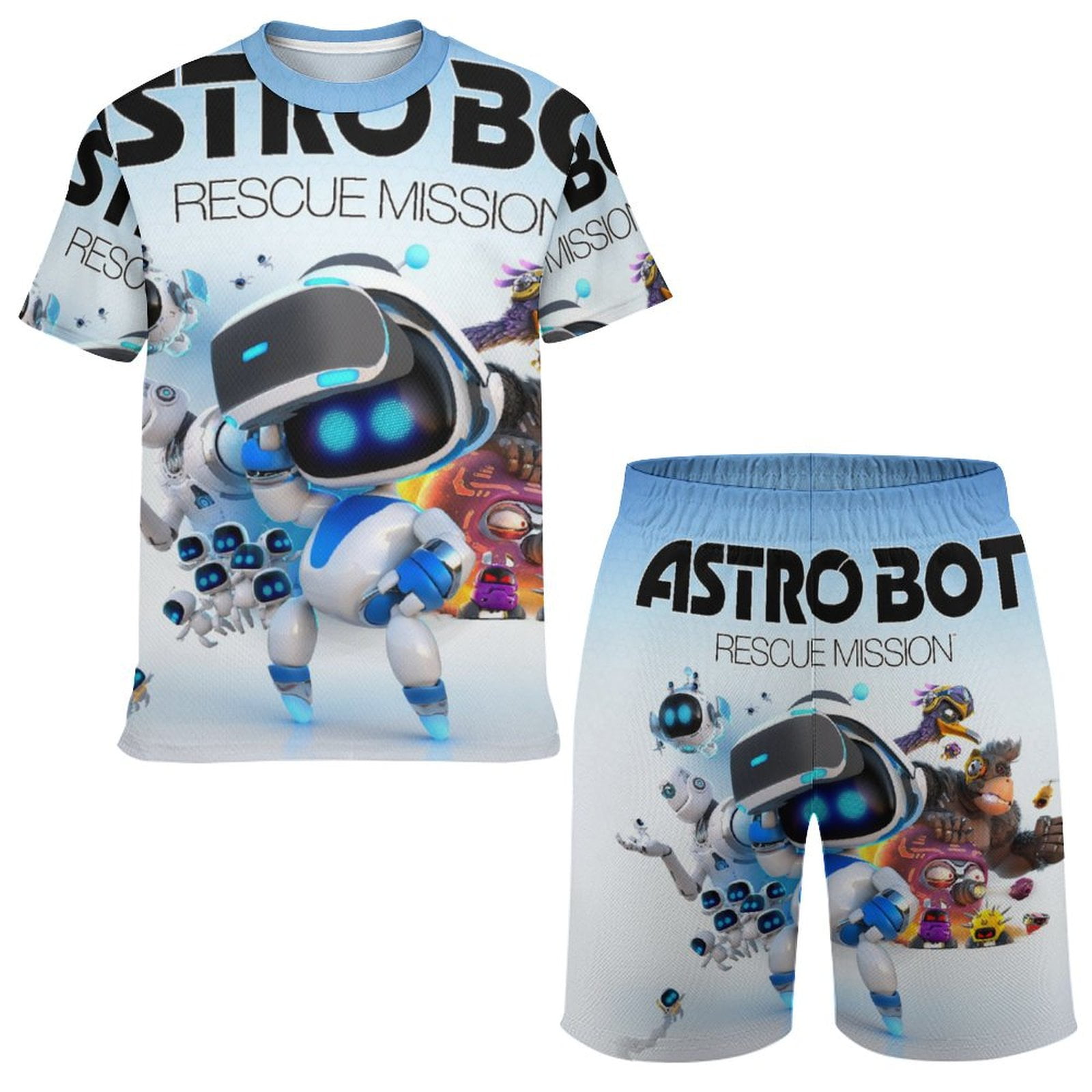 Astro Bot Boys Short Sleeve Mesh T-Shirt And Shorts Outfit Set Summer Clothes Set for Kids ...