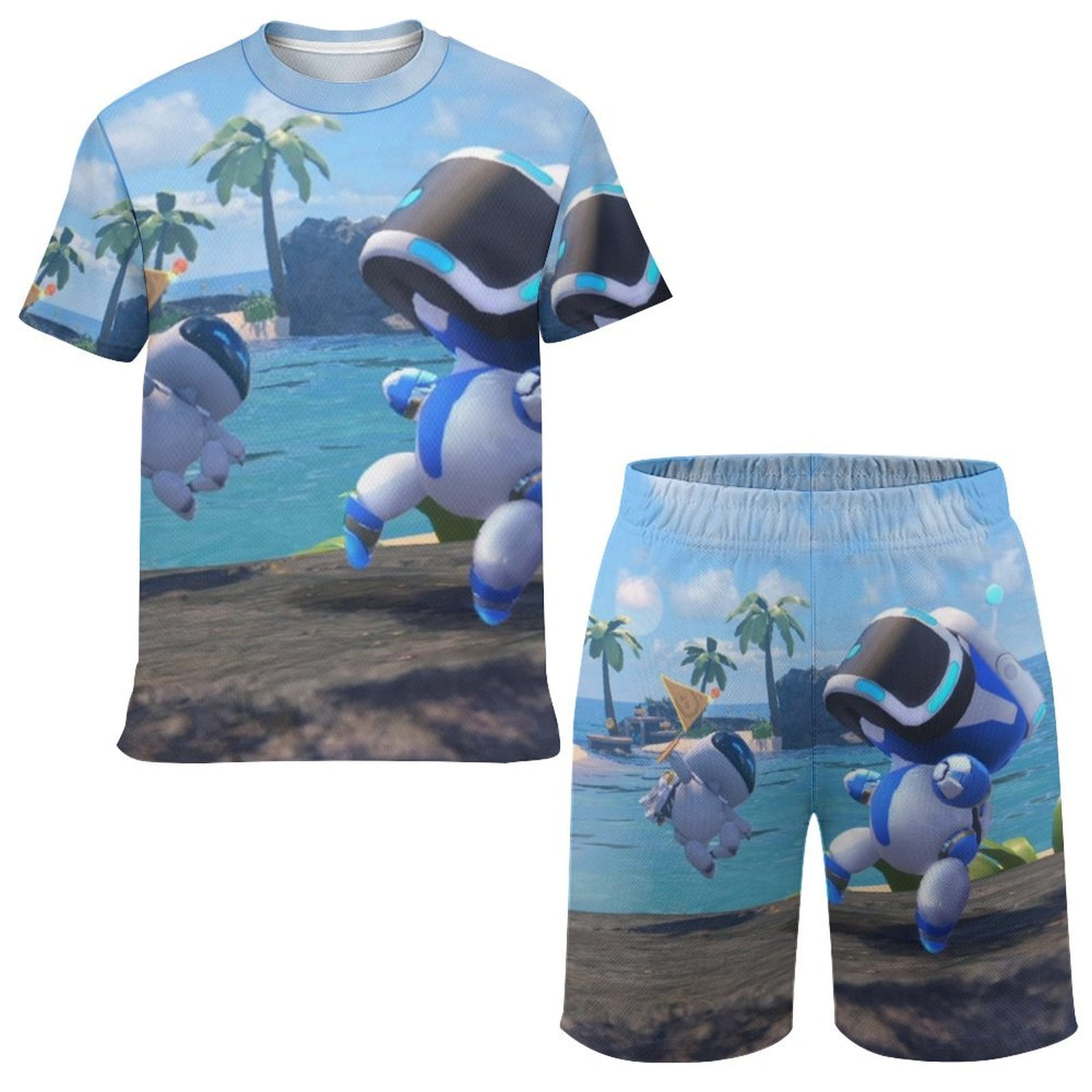 Astro Bot Boys Short Sleeve Mesh T-Shirt And Shorts Outfit Set Summer ...