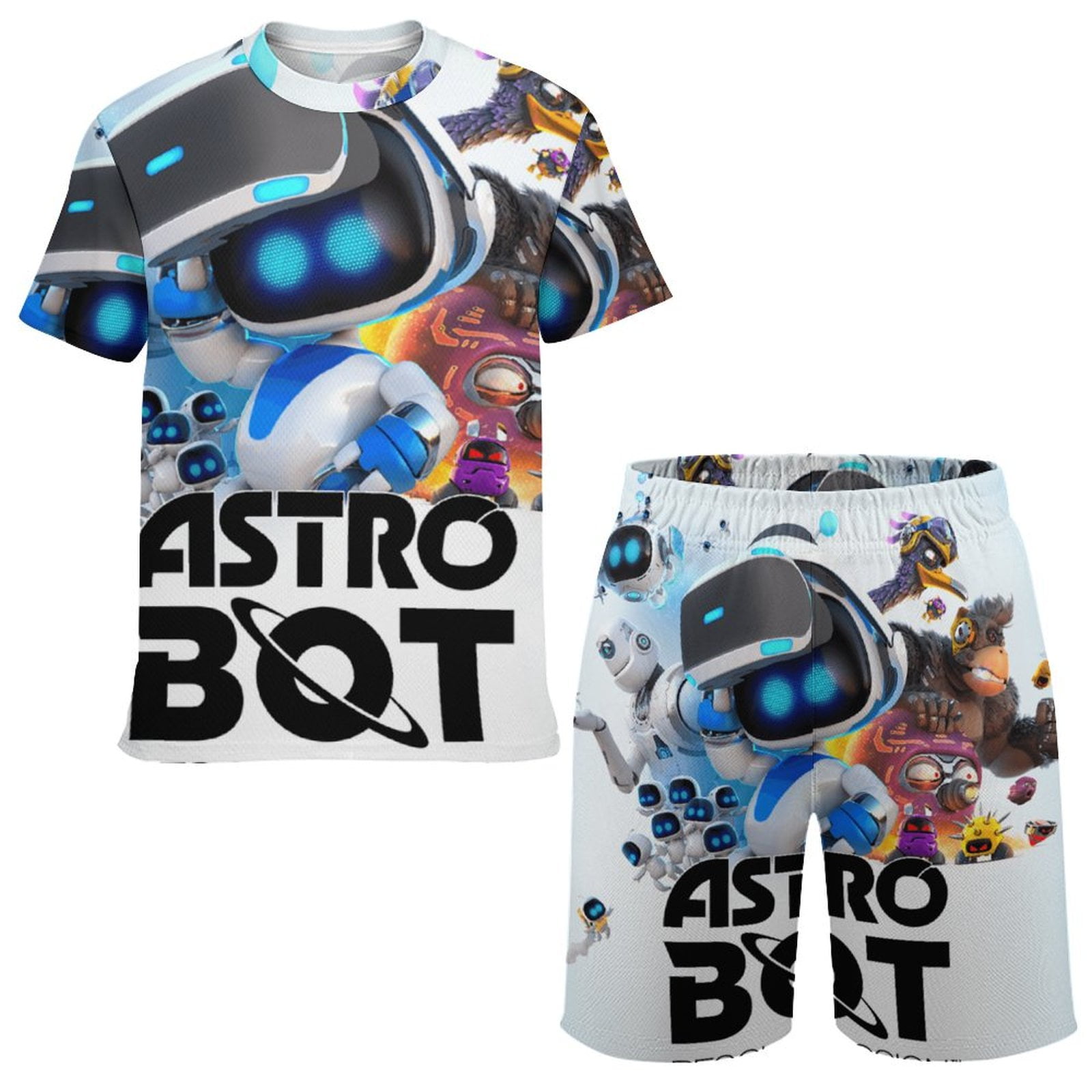 Astro Bot Boys Short Sleeve Mesh T-Shirt And Shorts Outfit Set Summer ...