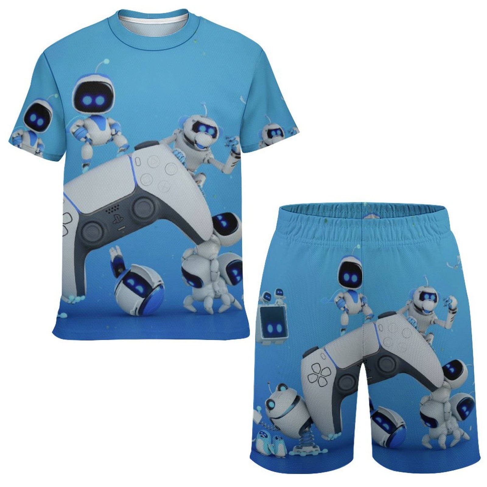 Astro Bot Boys Short Sleeve T-Shirt And Mesh Shorts Outfit Set for Kids ...