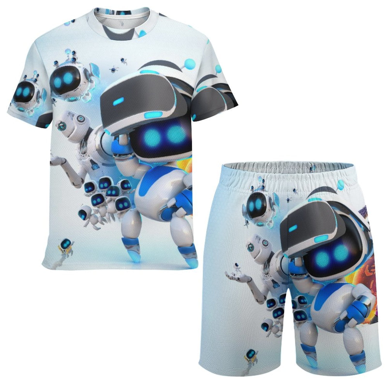 Astro Bot Boys Short Sleeve T-Shirt And Mesh Shorts Outfit Set for Kids ...