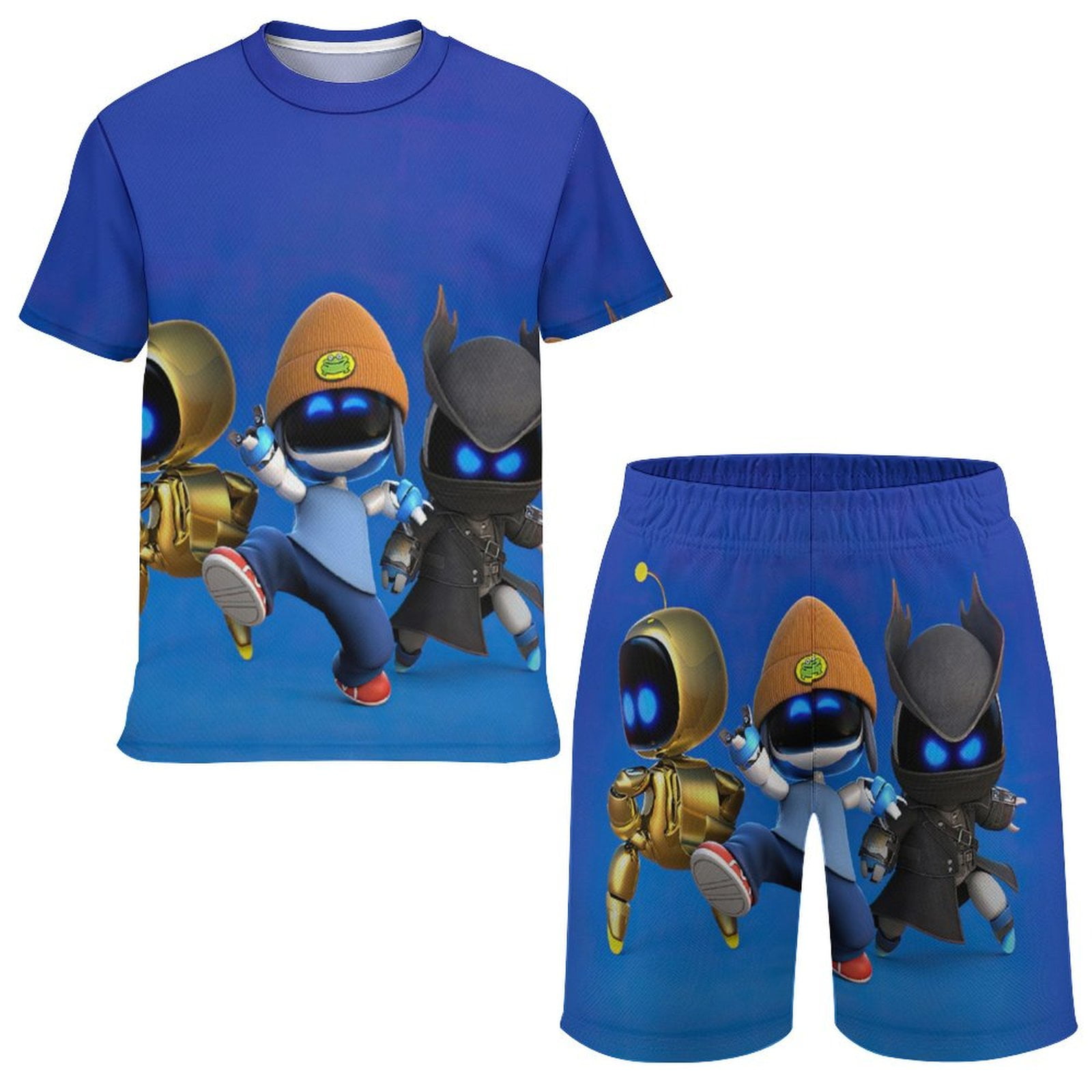 Astro Bot Boys Short Sleeve T-Shirt And Mesh Shorts Outfit Set for Kids ...