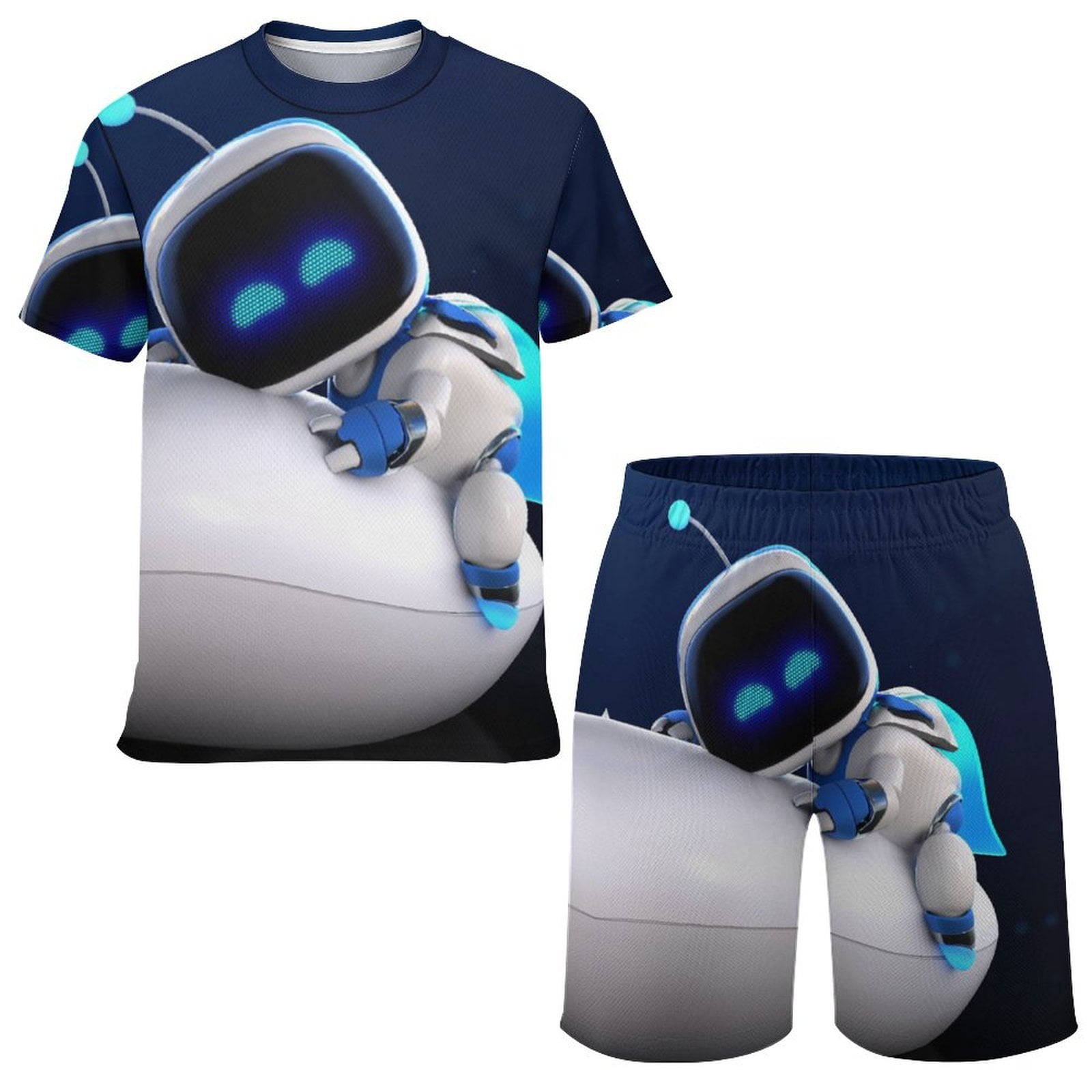 Astro Bot Boys Short Sleeve T-Shirt And Mesh Shorts Outfit Set for Kids ...