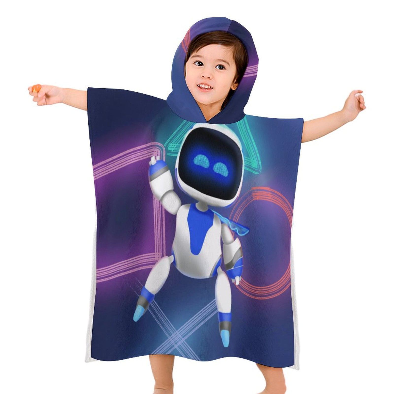Astro Bot Hooded Towel for Kids - Toddler Bath Towel Kids Beach Towel with Hood, Girls Boys Pool ...