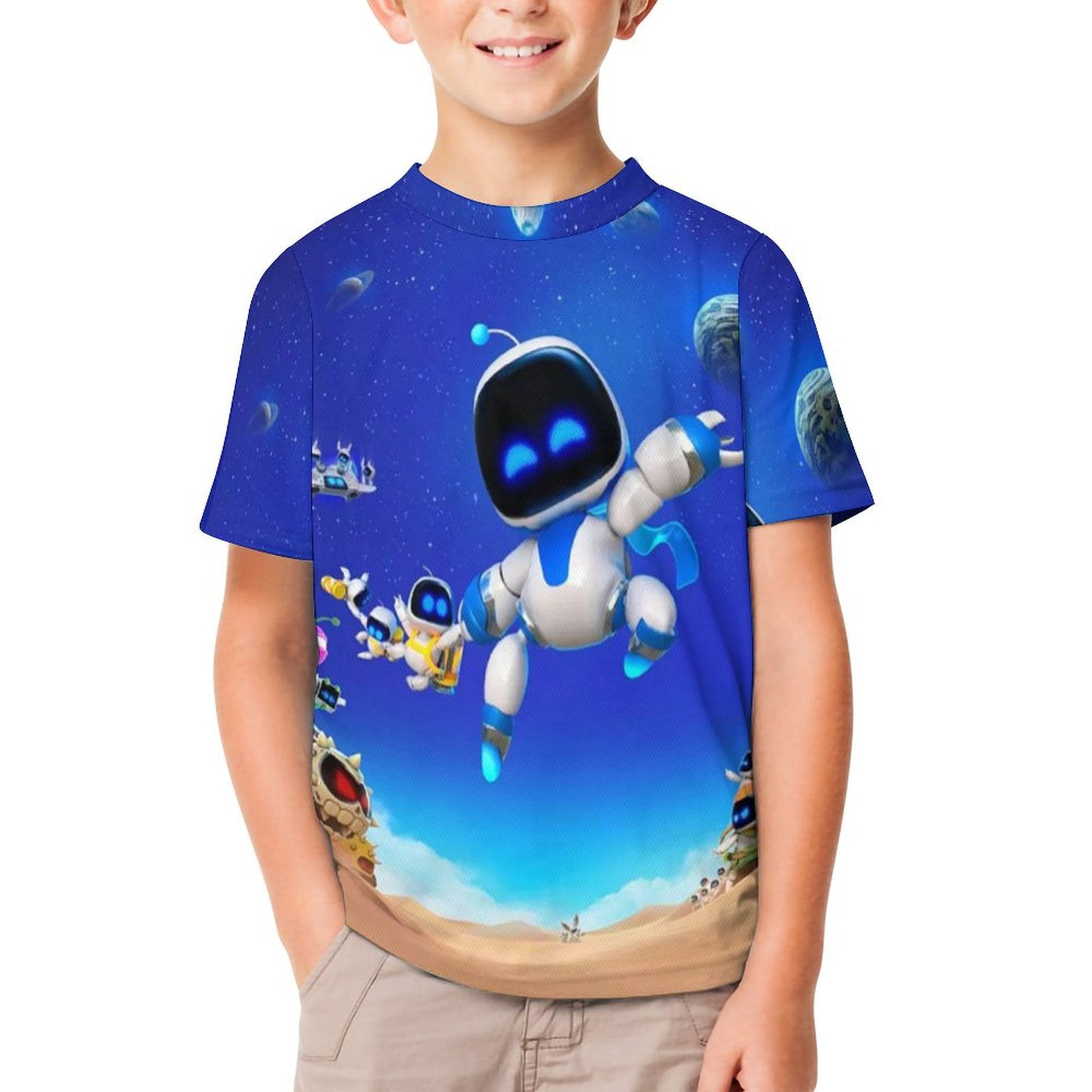 Astro Bot Kid Shirts Unisex Casual Tops 3D Print Graphic Tees Short Sleeve T Shirts for Boys ...