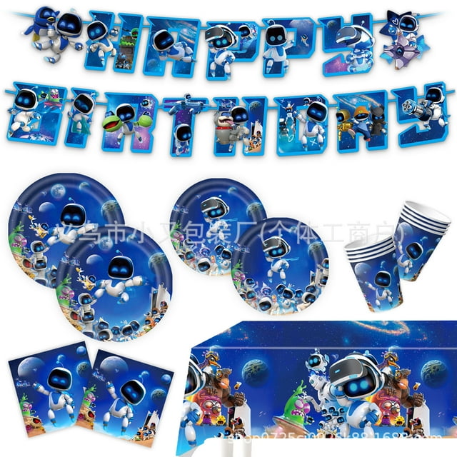 Astro-Bot Kids Birthday Party Supplies, 131/141 PCS Party Decorations ...
