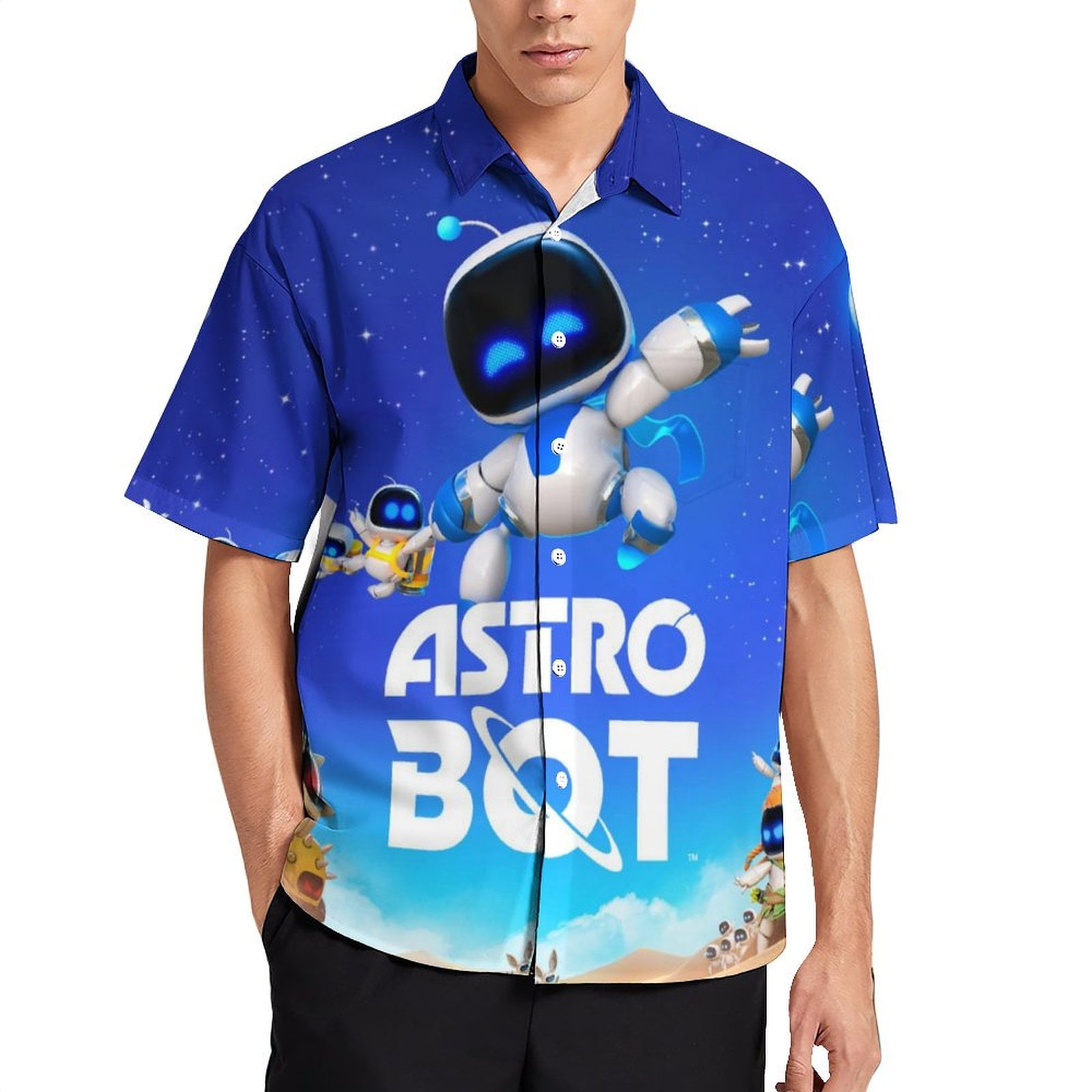 Astro Bot Mens Hawaiian Shirt Loose Fit Shirts - Short Sleeve And ...