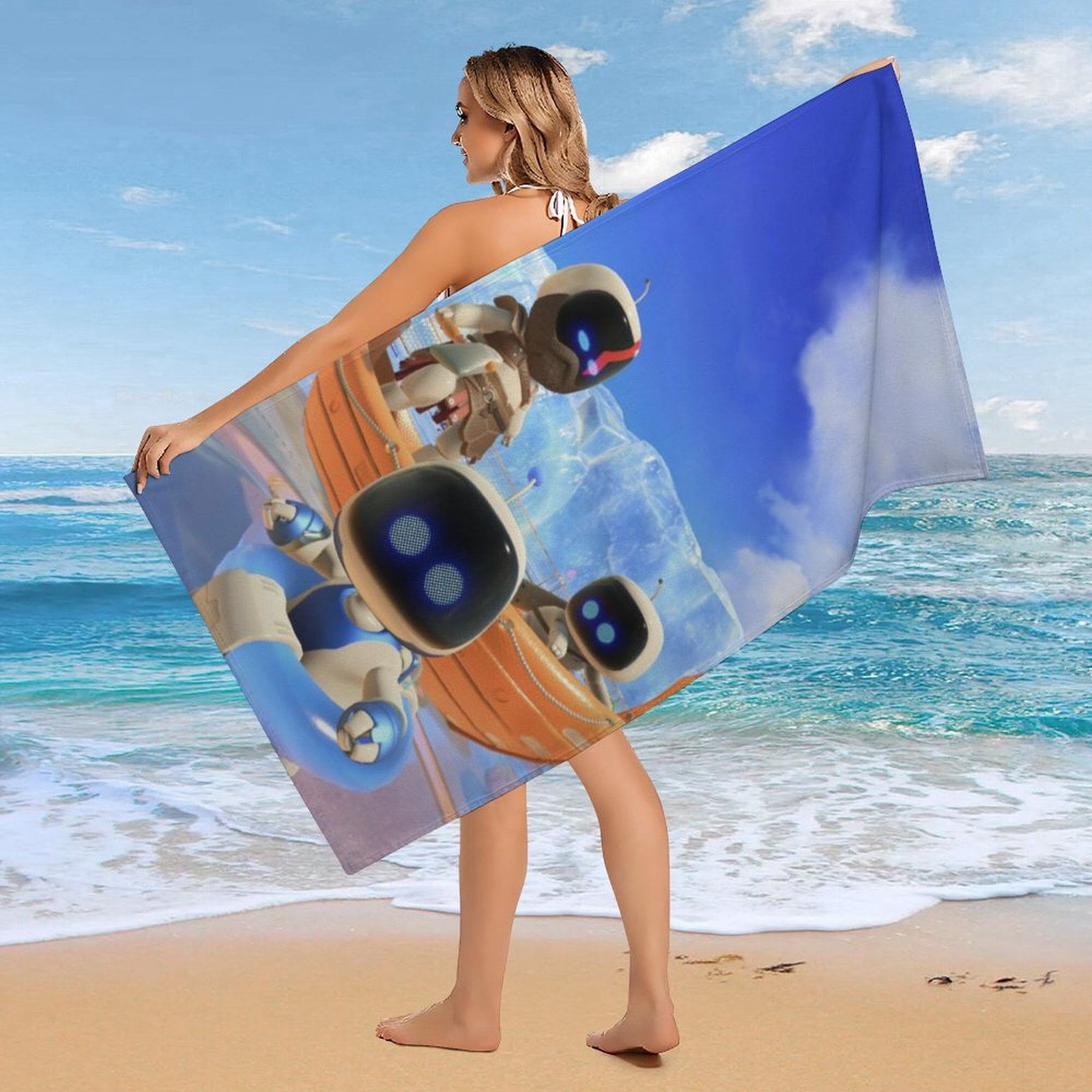 Astro Bot Microfiber Beach Towel, Oversized Sand Free Travel Towels Quick Dry Swimming Towel ...