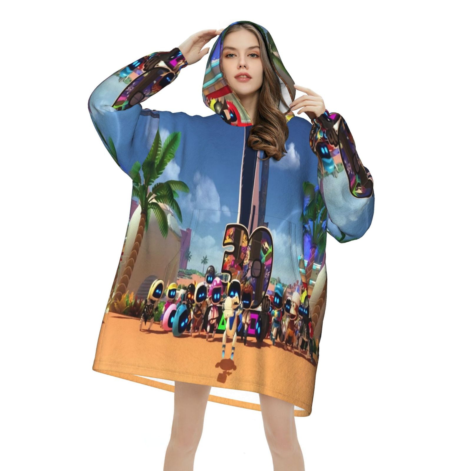 Astro Bot Wearable Blanket Hoodie Sweater , Oversized Blanket Hoodie ...