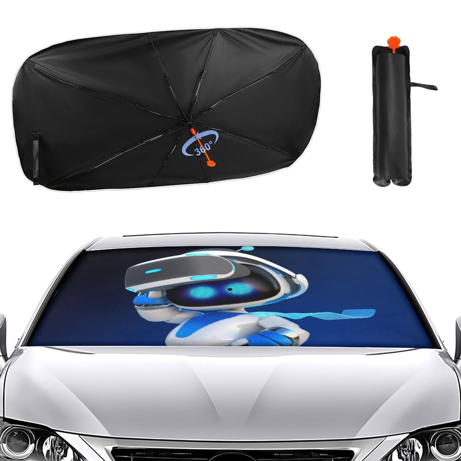 Astro Bot Windshield Sun Shade Umbrella - Foldable Car Window Shades ...