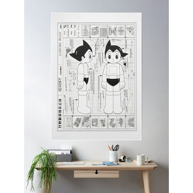 Astro Boy Blueprint Poster Wall Art, Modern Wall Decor For Living Room ...