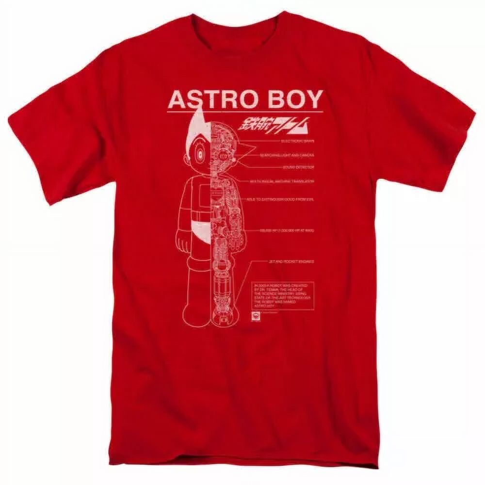 Astro Boy Schematics T Shirt Mens Licensed Cartoon Merchandise Red ...