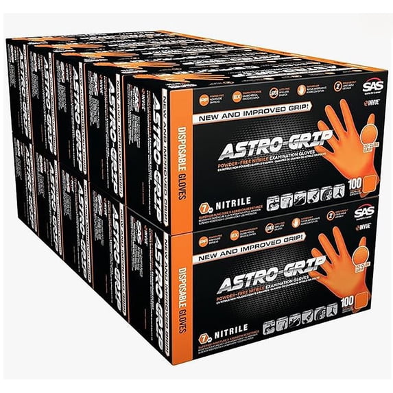 Astro-Grip 66475 Powder-Free Exam Grade Nitrile Disposable Gloves - 7 ...