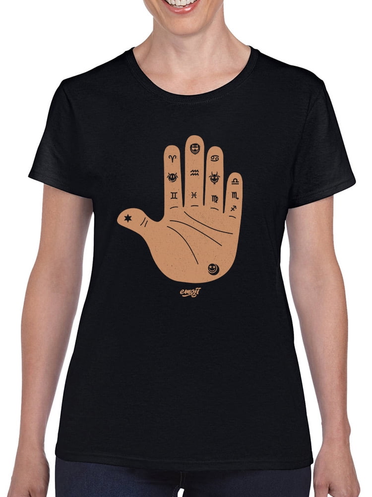 Astro Palmistry - Zodiac Hand Emoji Art Design Women's T-shirt ...