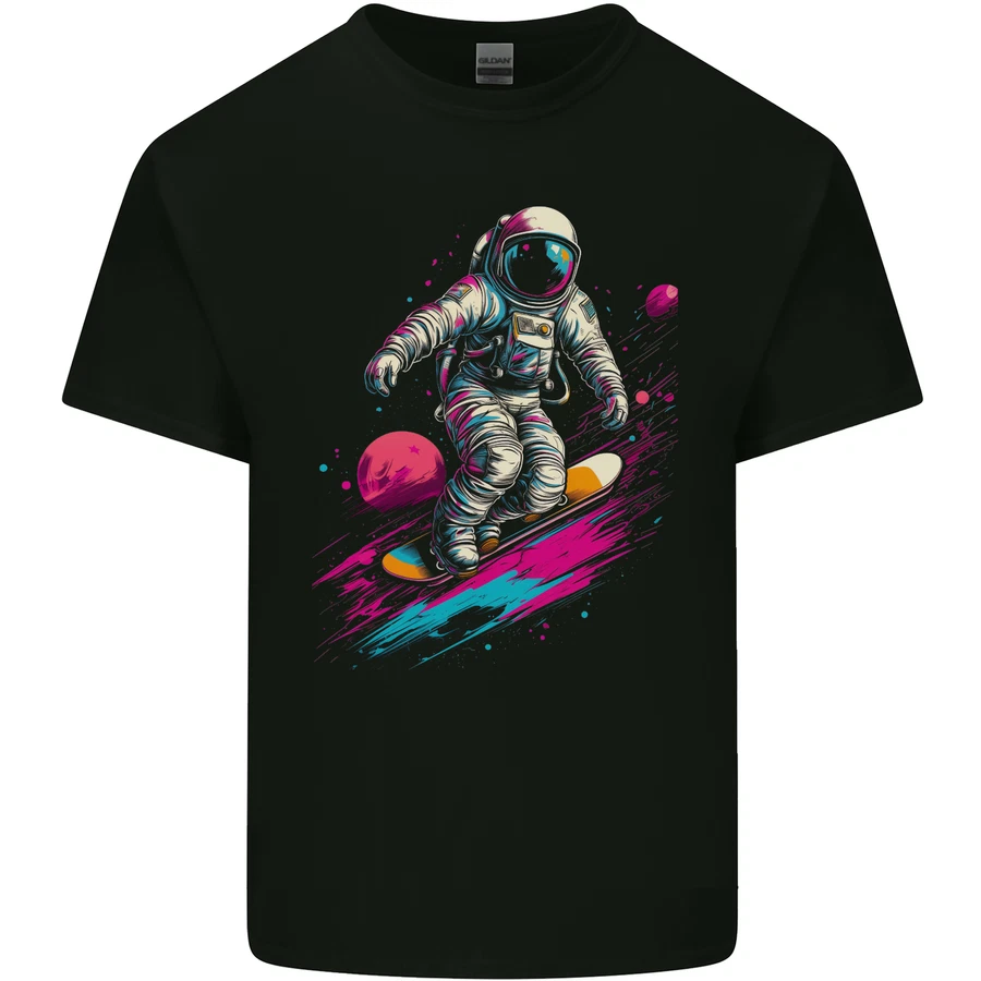 Astro Skater Astronaut Skateboarding Space Graphic Light Cotton Shirt ...