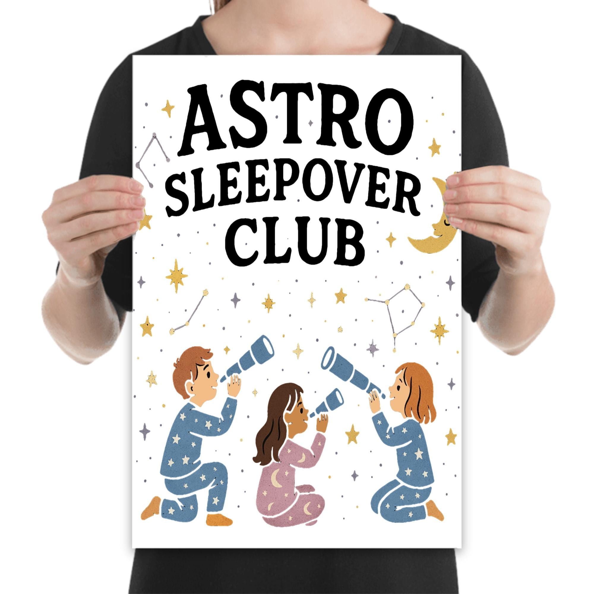 Astro Sleepover Club Art - Kids Room Decor - 13x19 Poster Print - Space ...