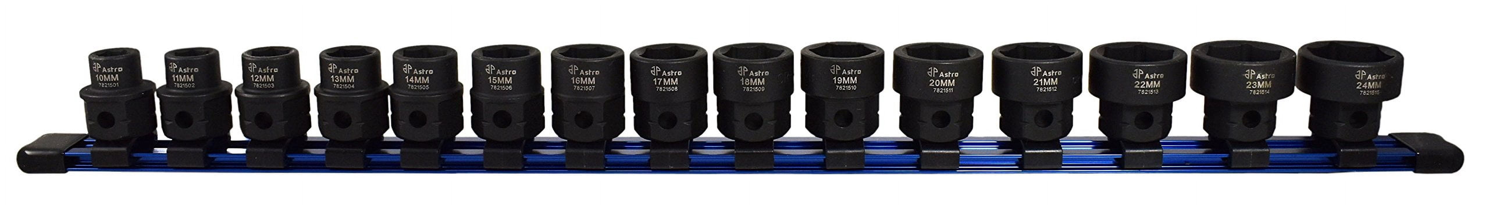 Astro Tool 78215 15-Piece 1/2" Drive Low Profile Nano Impact Sockets - Metric C80 - Walmart.com