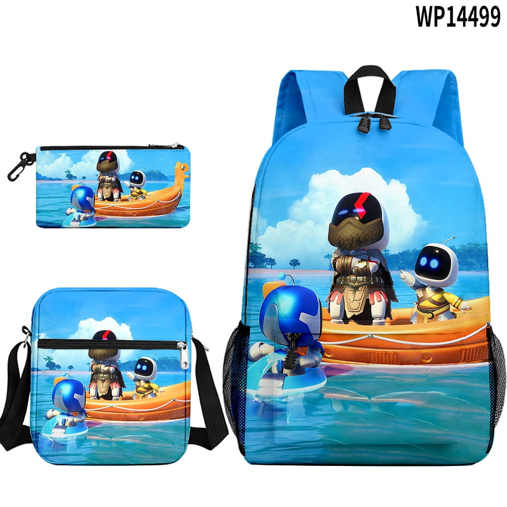 Astro-bot Anime Backpack for Teen/Womens/Mens Cartoon Backpack Set ...