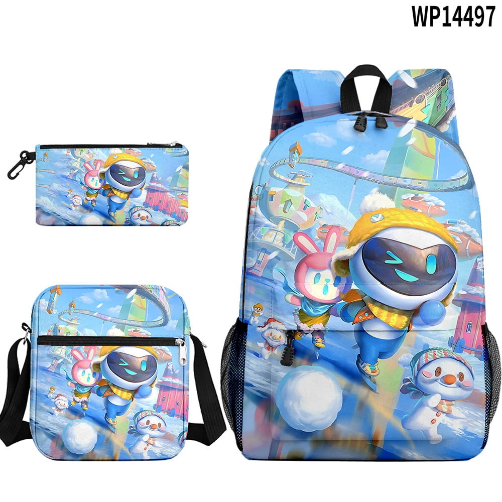 Astro-bot Anime Backpack for Teen/Womens/Mens Cartoon Backpack Set ...