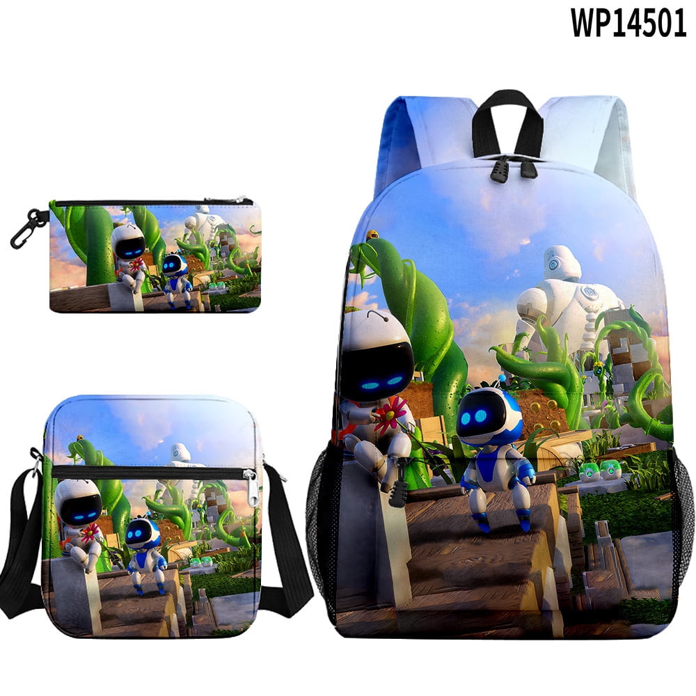 Astro-bot Anime Backpack for Teen/Womens/Mens Cartoon Backpack Set ...