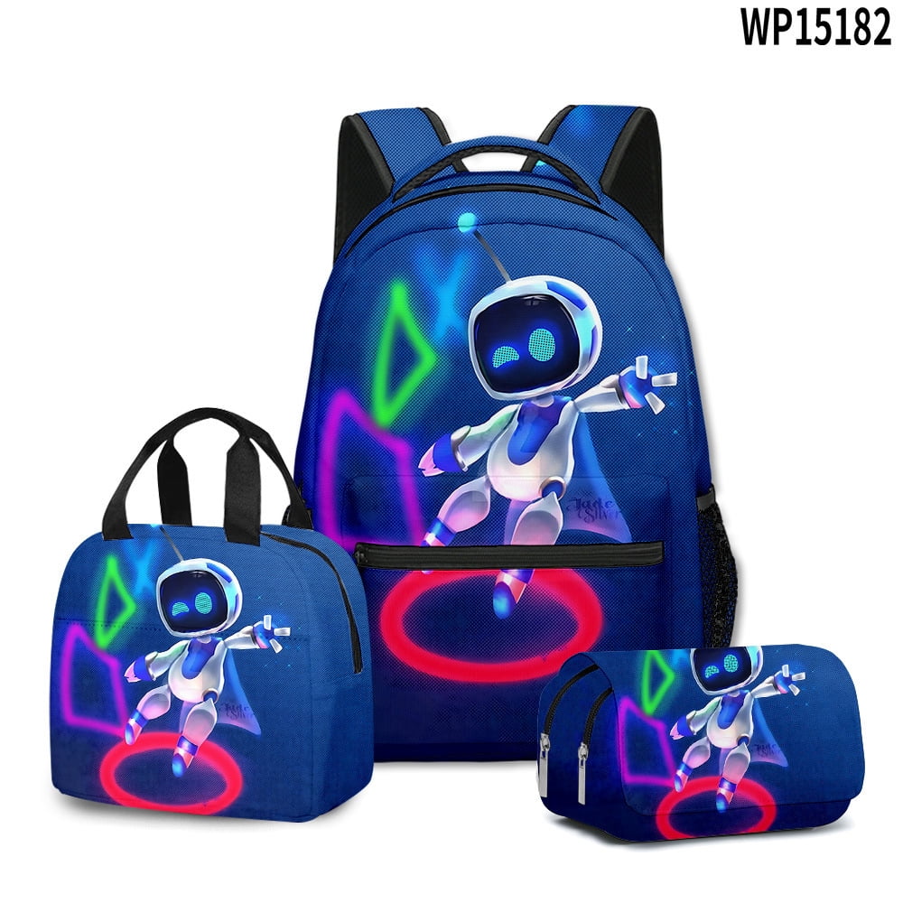 Astro-bot Anime Backpack for Teen/Womens/Mens Cartoon Backpack Set ...