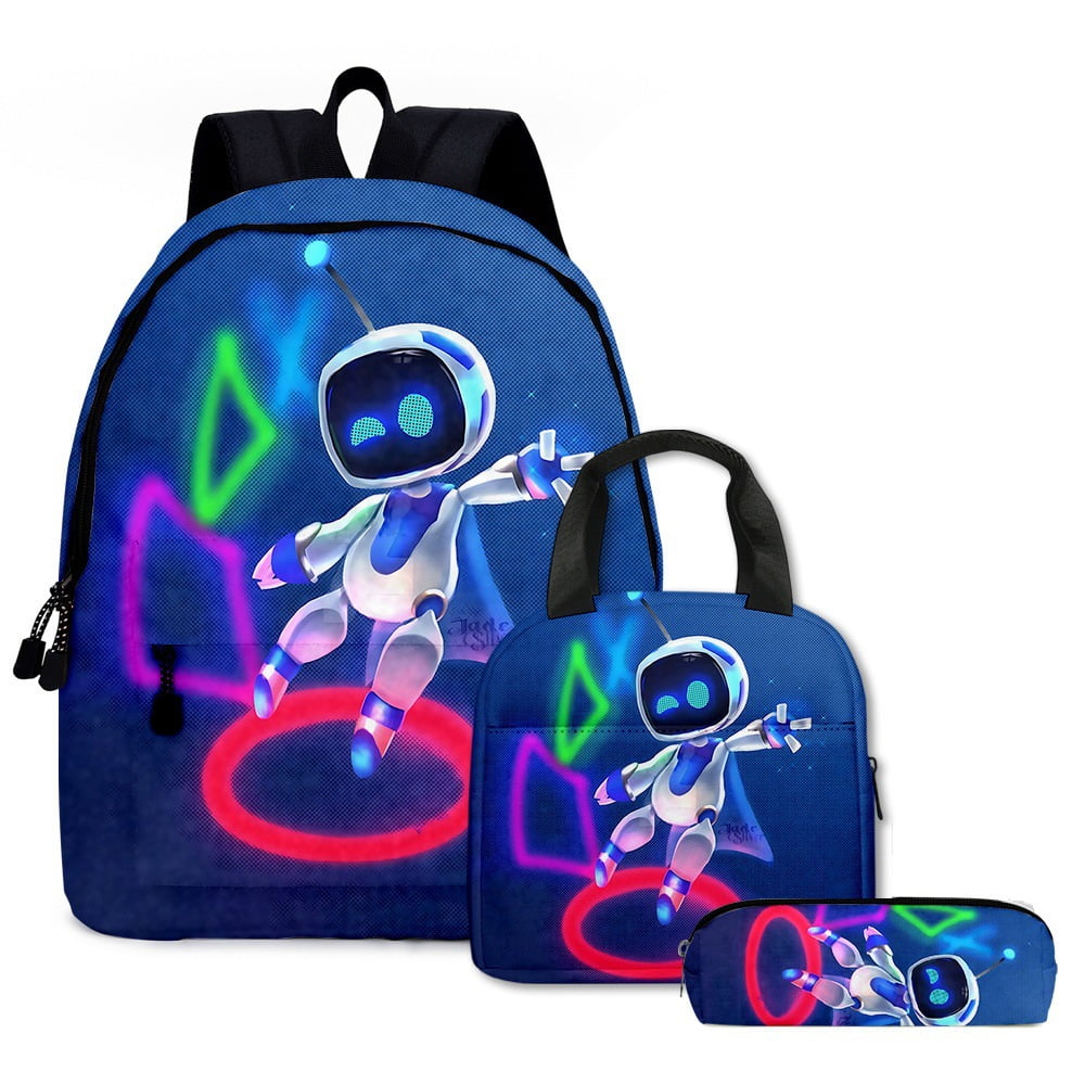 Astro-bot bag printed backpack lunch bag pencil case three-piece set ...