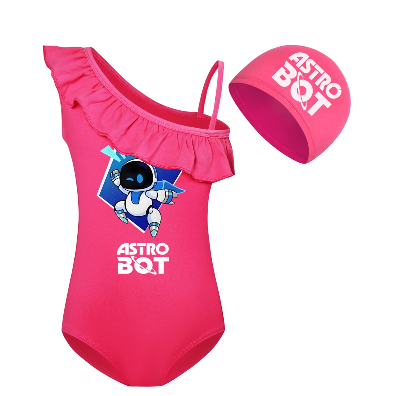Astro bot girl one-piece swimsuit with milk silk suspender, one-piece ...