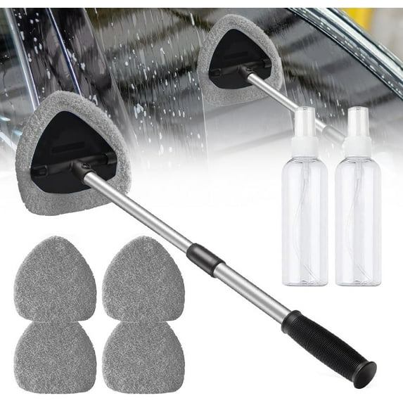 Car Windshield Cleaner Tool, Window Cleaning Kit with 39in Car Mirror ...