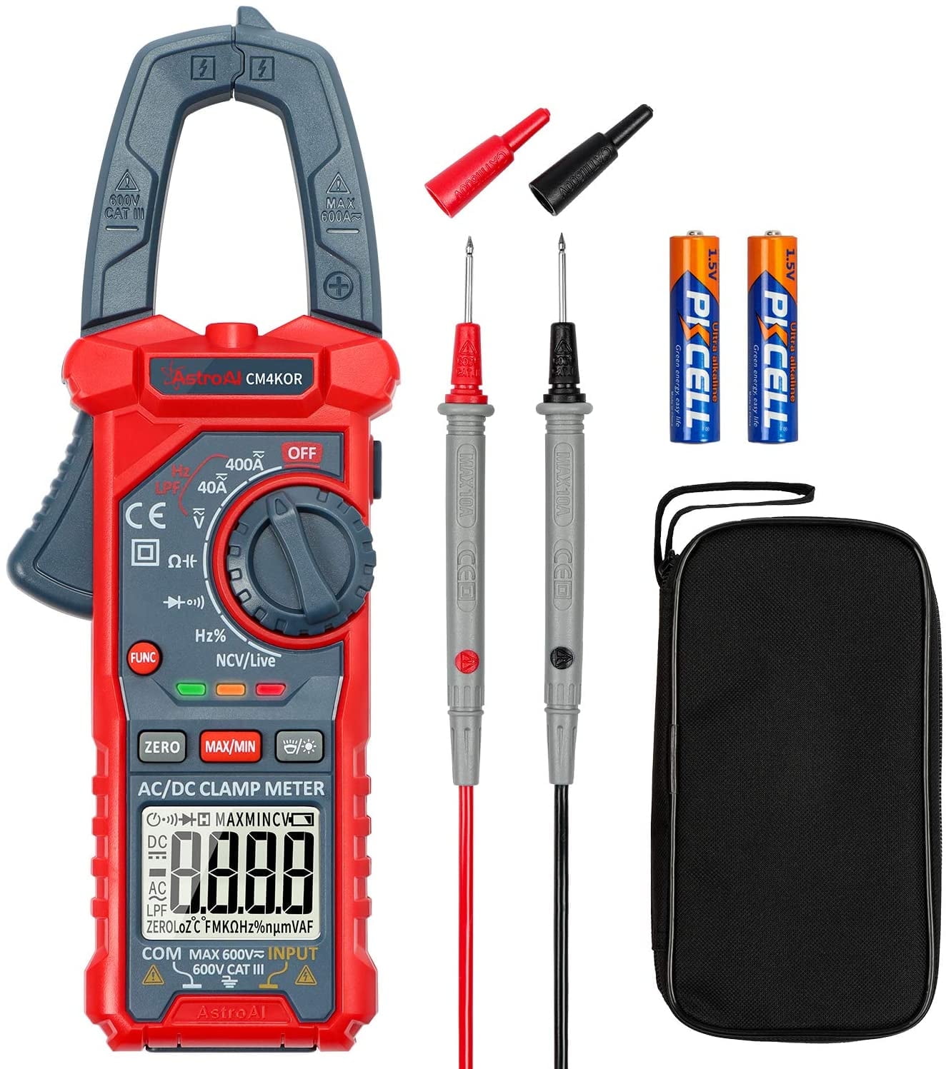 AstroAI Digital Clamp Meter Multimeter 4000 Counts Auto-Ranging Amp ...