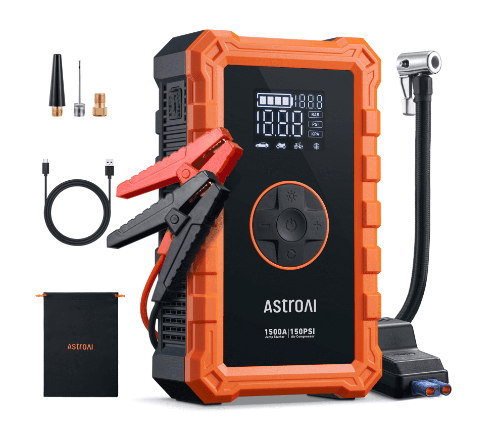 AstroAI Jump Starter with Air Compressor,1500A Battery Jumper Starter ...