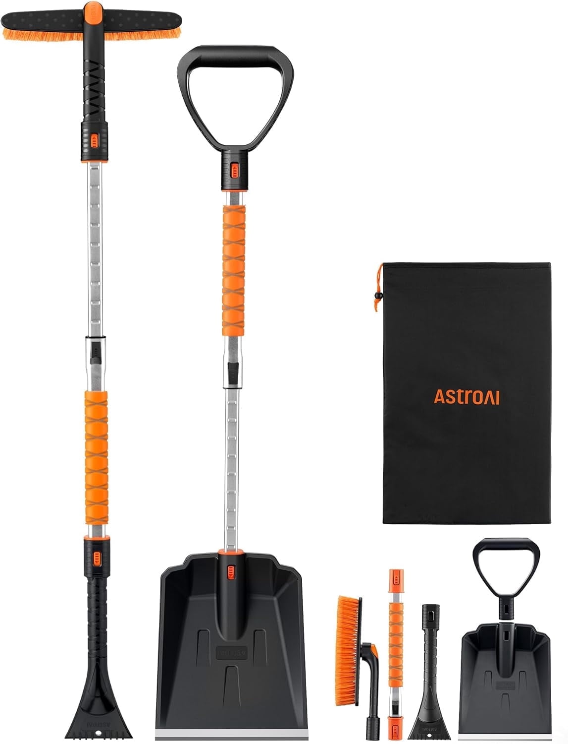 AstroAI Orange 2" Ice Scraper & Snow Shovel Kit – 47.2" Windshield Ice ...
