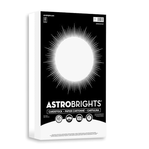 Astrobrights® Card Stock, Astro White, Legal (8.5" x 14"), 65 Lb, Pack ...