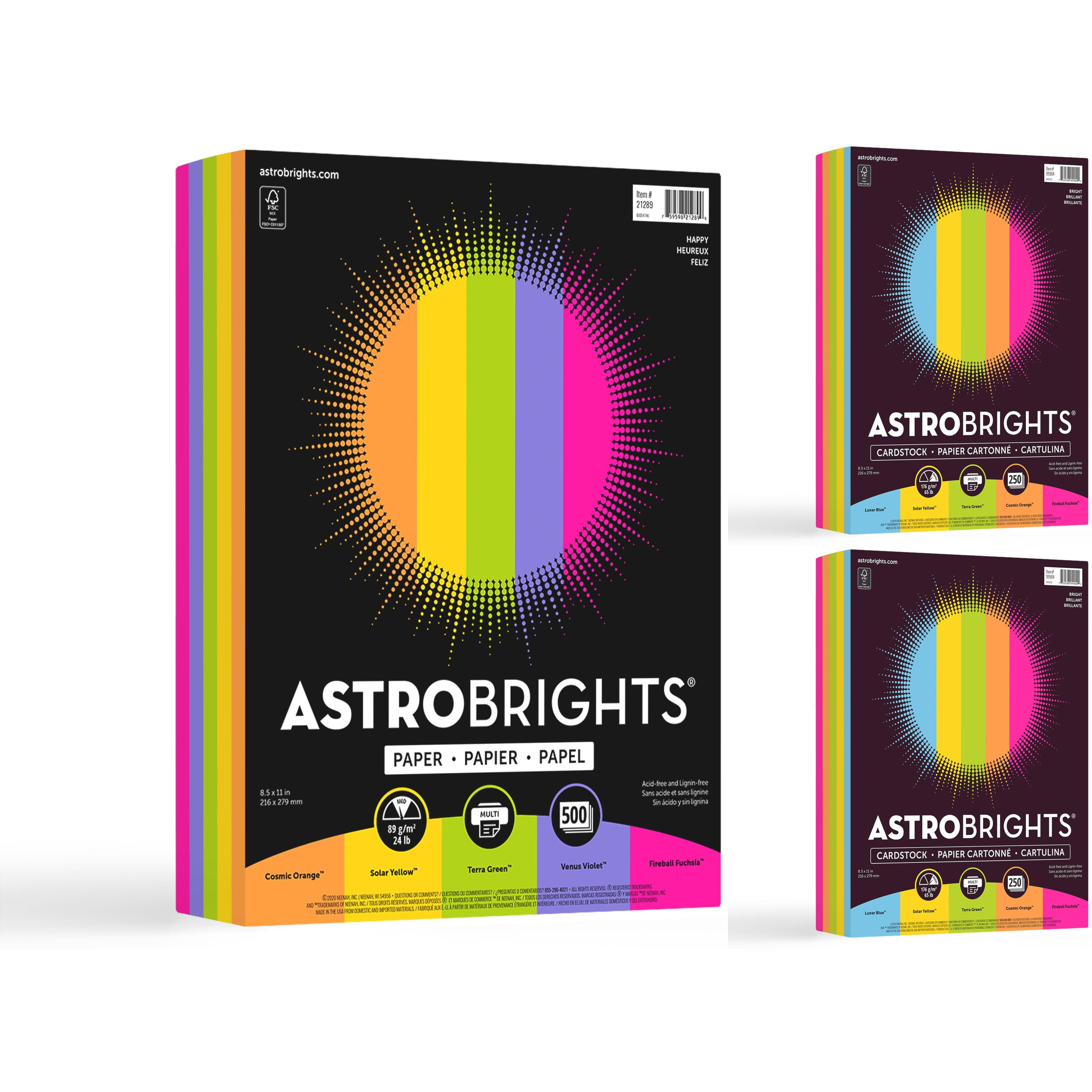 Astrobrights Classroom 2-Pack Paper and Cardstock Bundle, Bright Colors ...