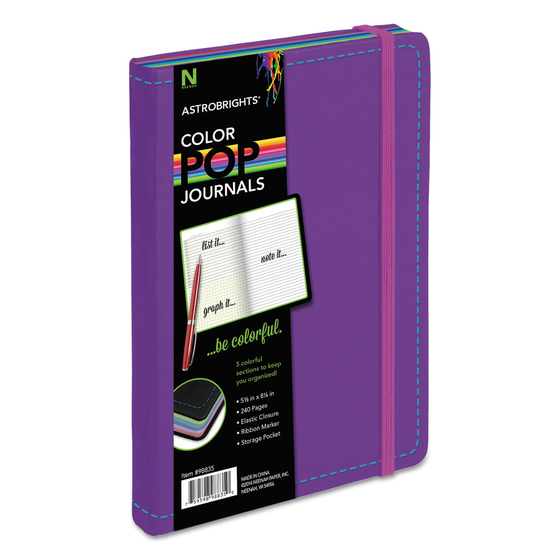 Astrobrights ColorPop Journal, College Ruled, 8 1/4 x 5 1/8, Purple ...