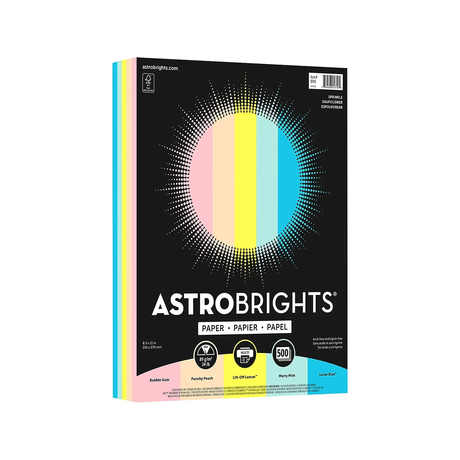 Astrobrights Colored Paper 24 lbs. 8.5" x 11" Assorted Sprinkle Colors ...