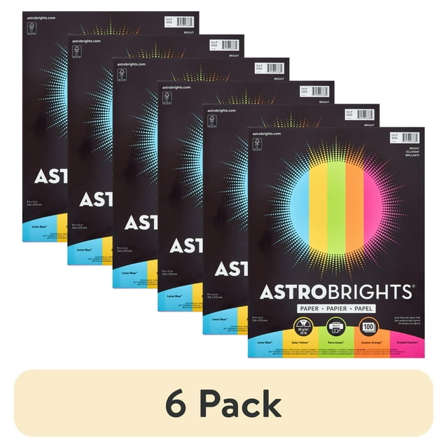 (6 pack) Astrobrights Colored Paper, 8.5 x 11", 24 lb./89 Gsm, Bright ...