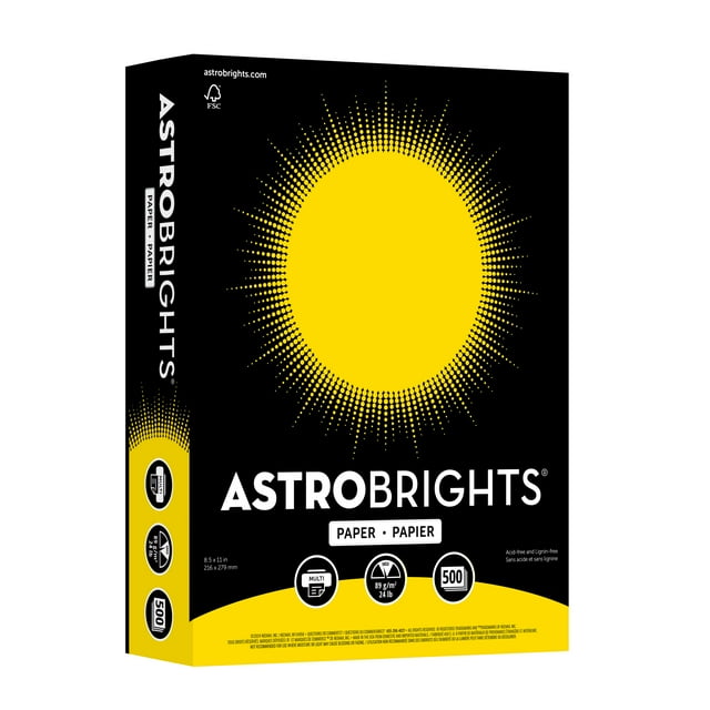 Astrobrights Colored Paper, 8.5" x 11", 24 lb./89 Gsm, Solar Yellow ...