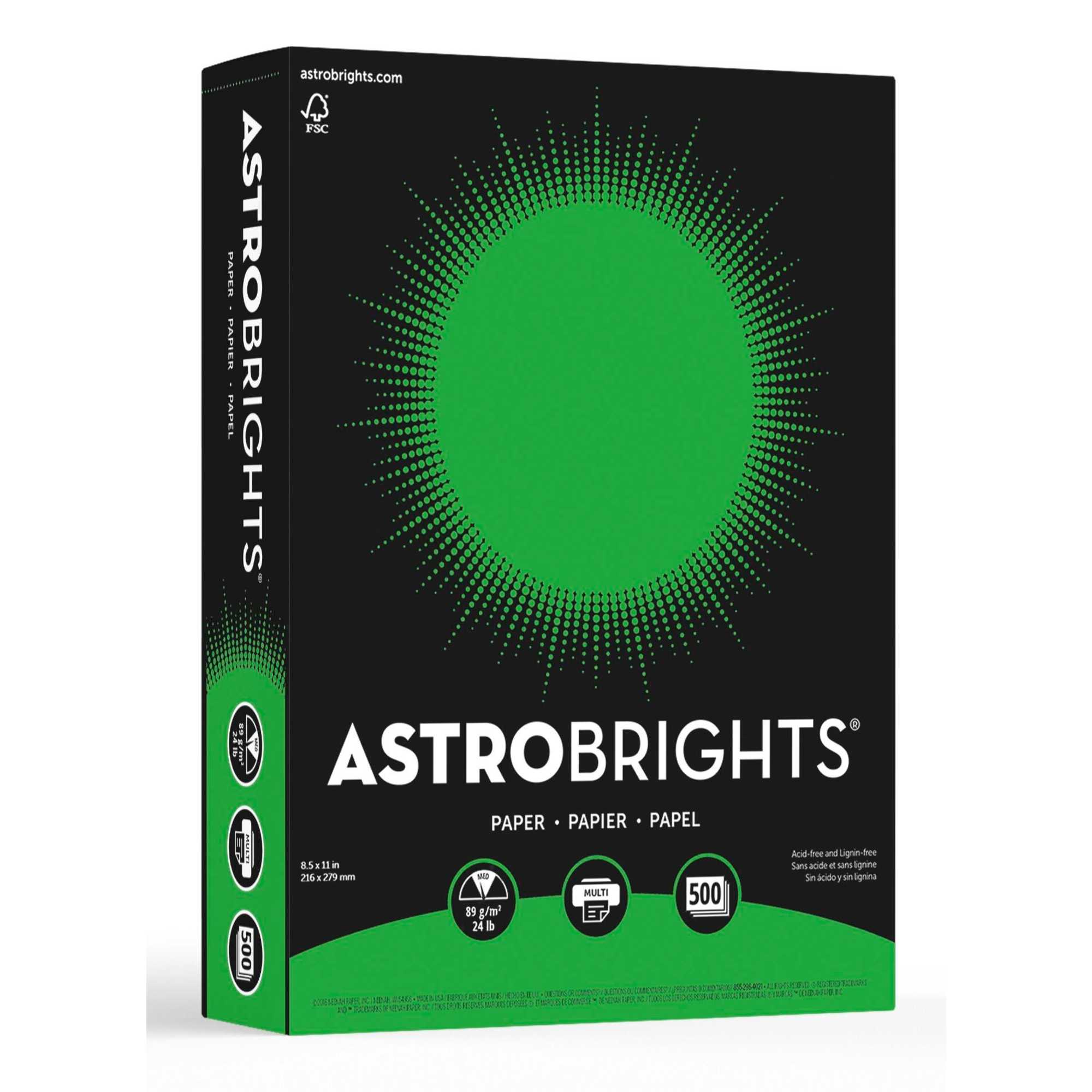 Astrobrights Premium Color Paper, 8-1/2 x 11 Inches, Gamma Green, 500 ...