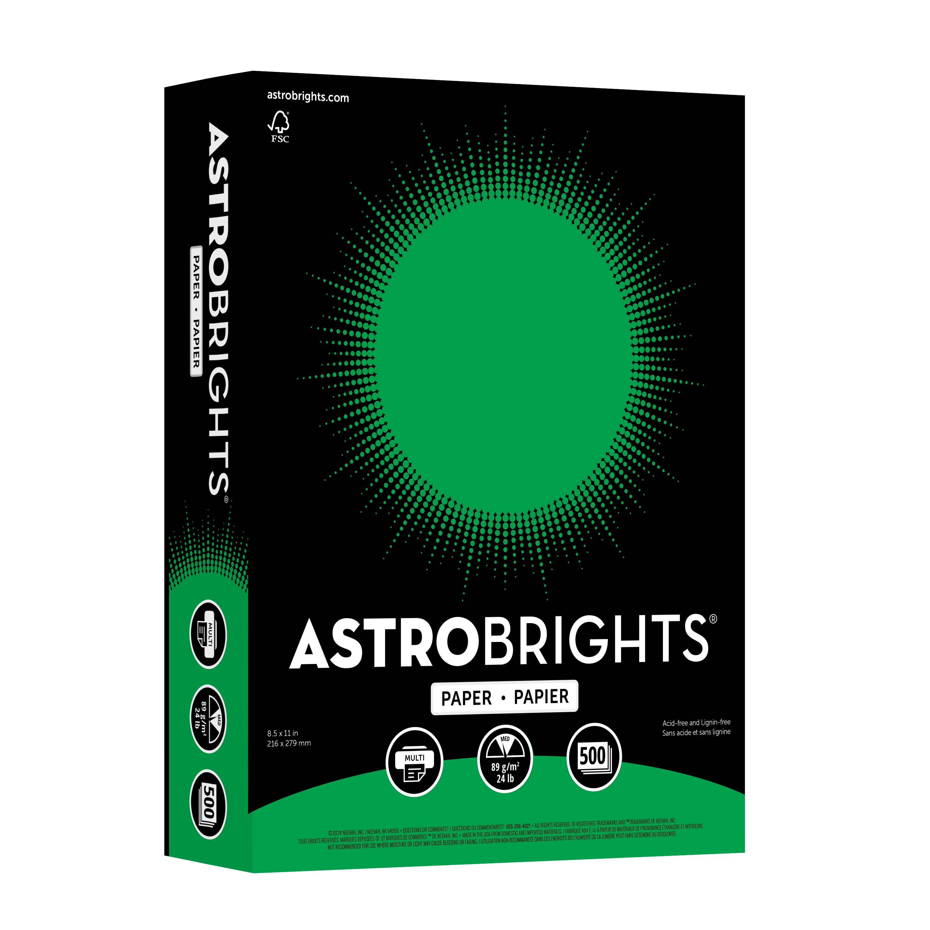 Astrobrights Colored Paper, 8.5" x 11", 24 lb./89 Gsm, Gamma Green, 500 ...