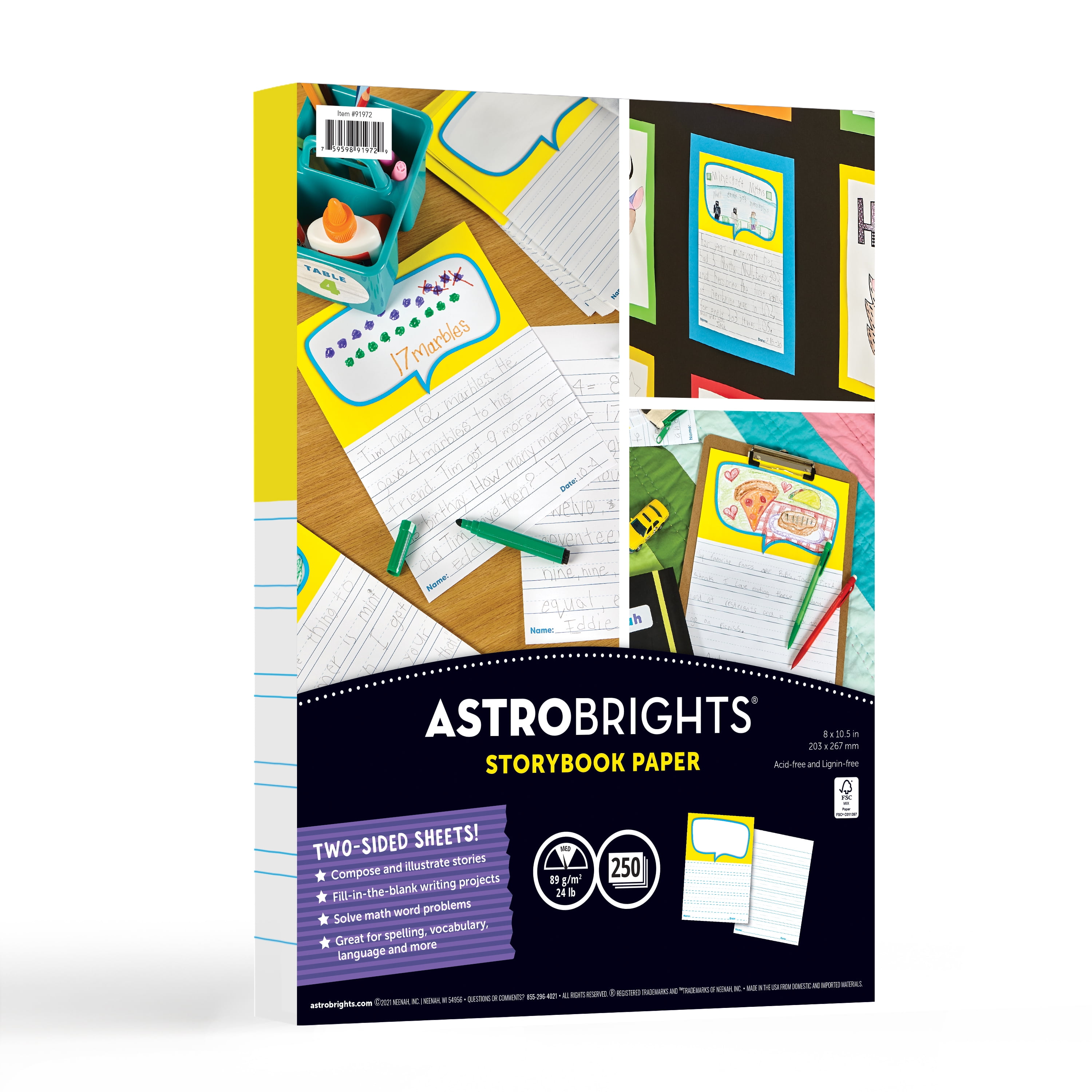 Astrobrights, Storybook Paper, 8" x10.5", 24 lb./89 Gsm, White, 250 ...