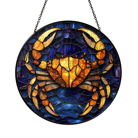 Astrology Cancer Symbol Scene Window Suncatcher, Decorative Stained ...