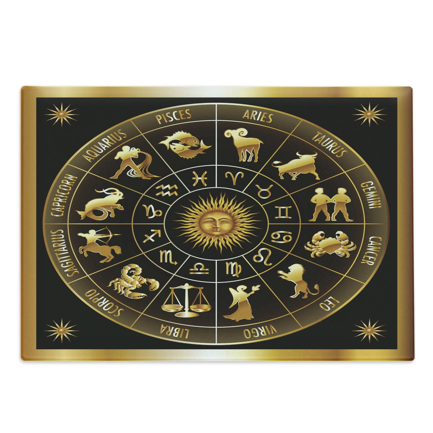 Astrology Cutting Board, Wheel Zodiac Constellation Signs in Circle Sun ...