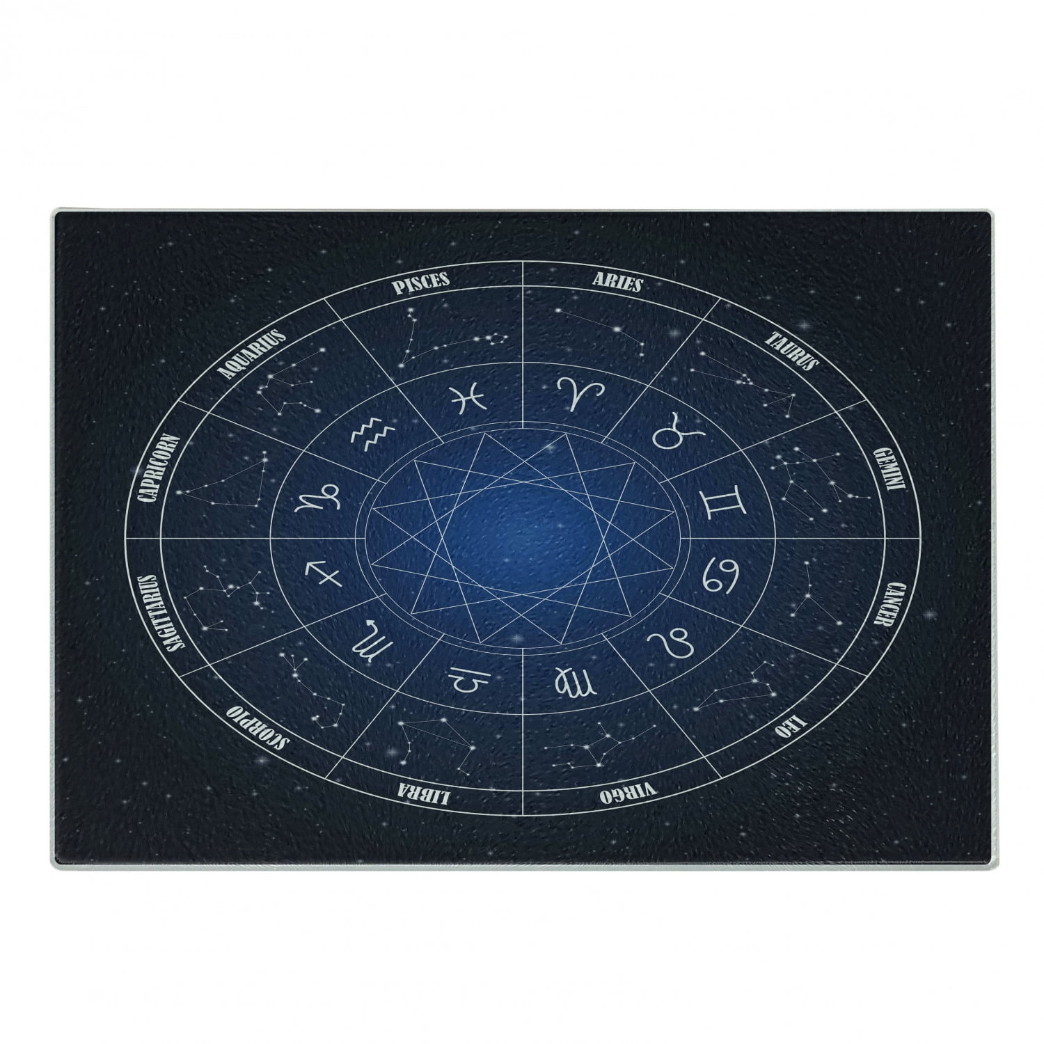 Astrology Cutting Board, Zodiac Horoscope Chart in Wheel Shape Dates in ...