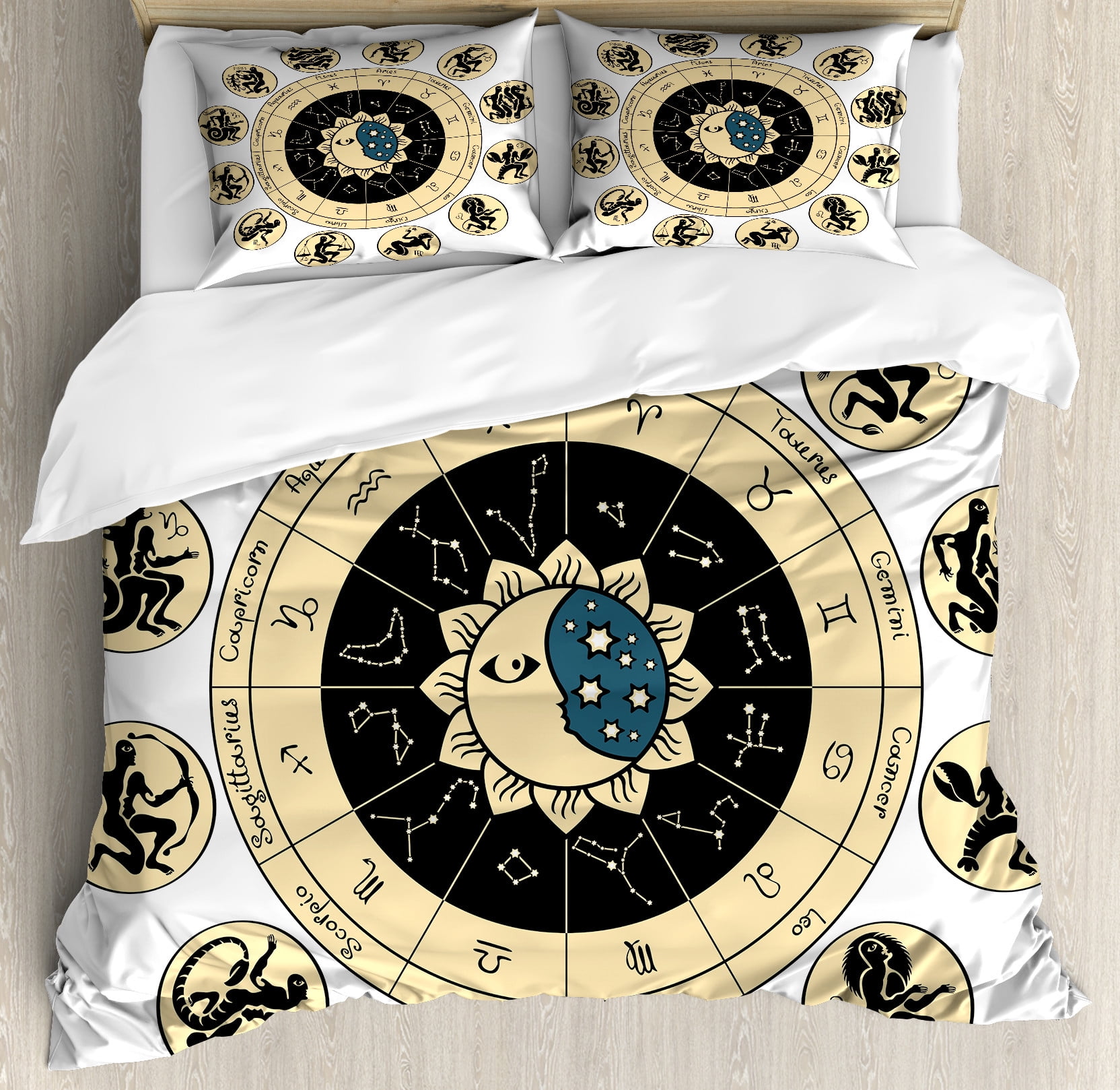 Astrology Duvet Cover Set, Ethnical Tribal Horoscope Chart Signs and ...