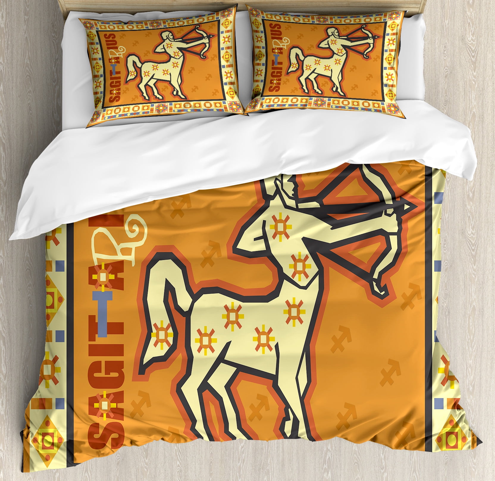 Astrology Duvet Cover Set, Horoscope with Arrow on Mystic Background ...