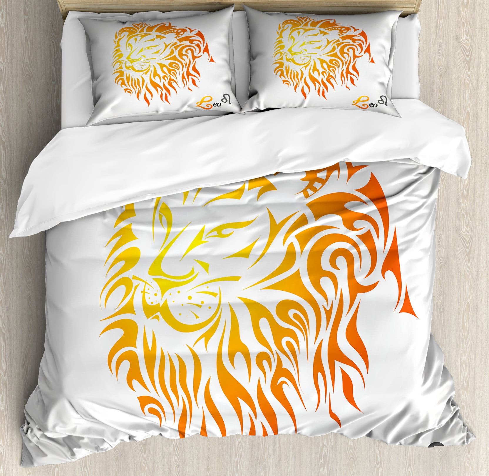 Astrology Duvet Cover Set, Leo Zodiac Sign on Plain Background Sun ...