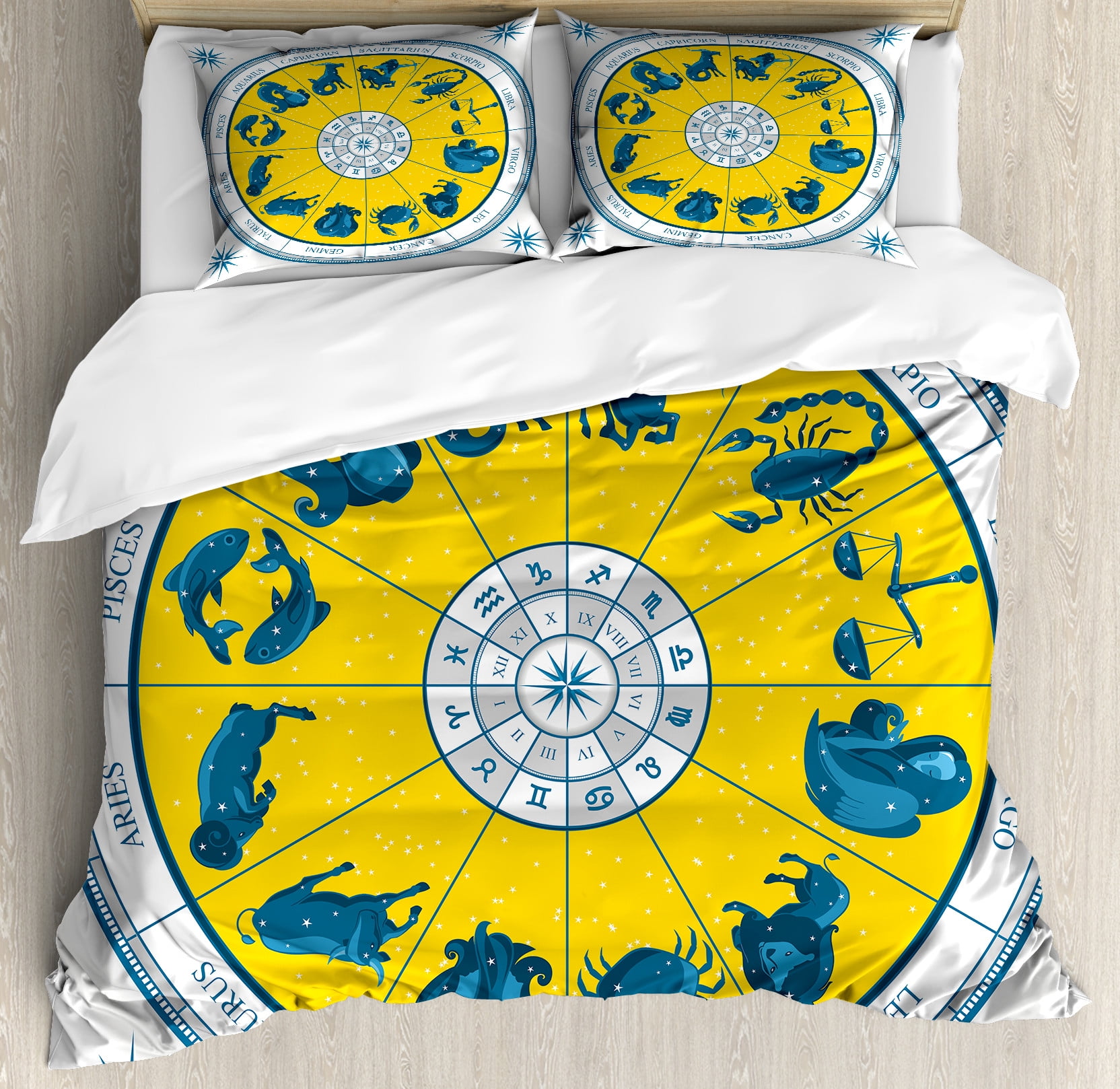 Astrology Duvet Cover Set, Modern Original Zodiac Natal Chart with ...