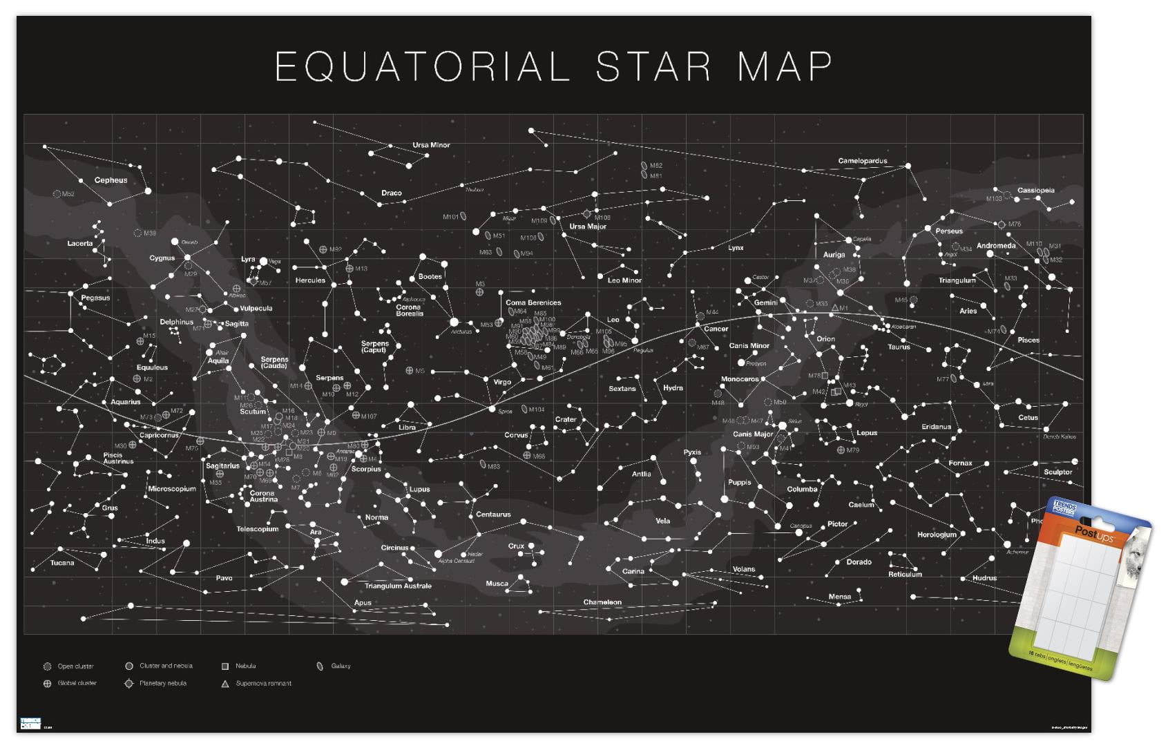 Astrology - Equatorial Star Map Wall Poster, 22.375" x 34" - Walmart.com